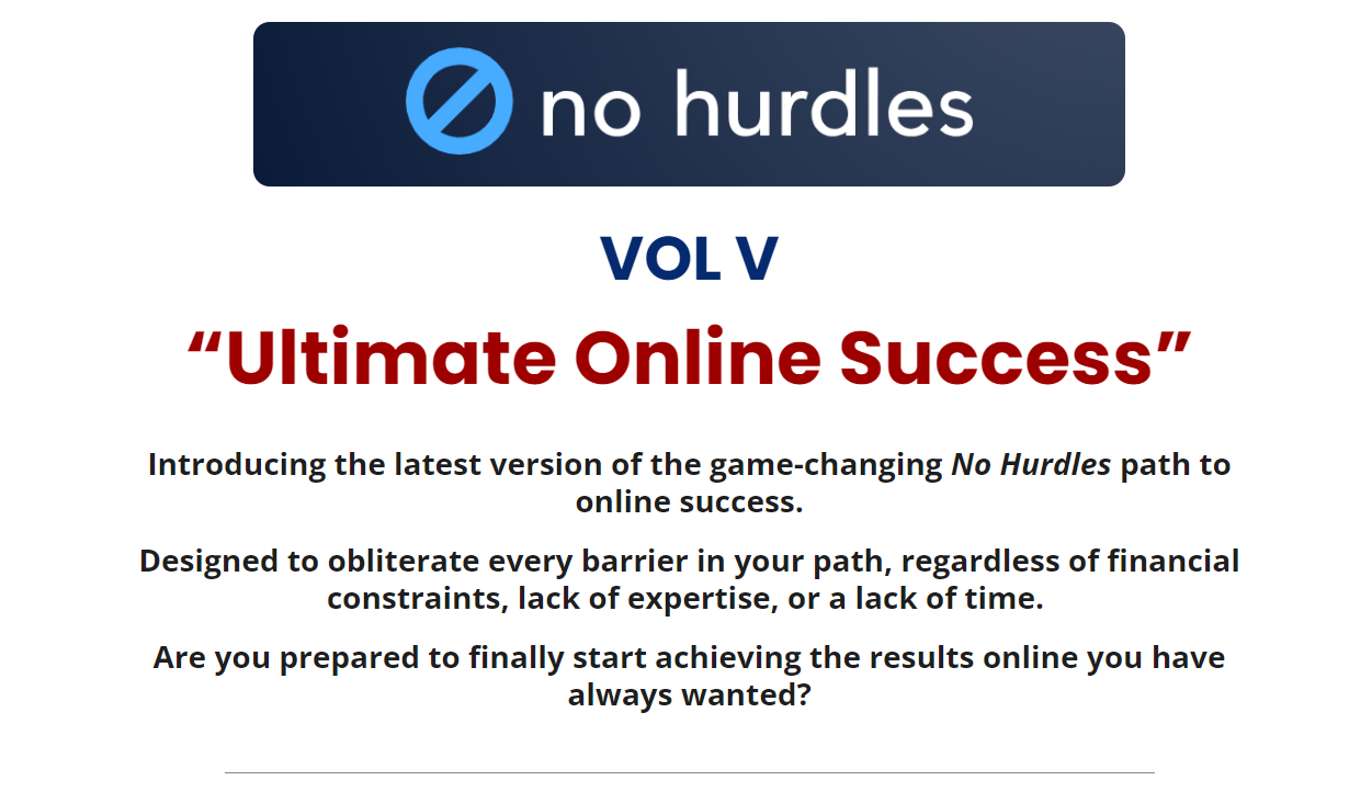 NH D4U Funnel – Black Friday 2025 Sale – No Hurdles Online Success